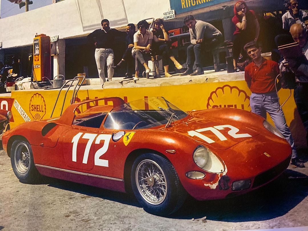 The Ferrari 250P ch no 0812 of Mairesse and Sca rfiotti in the pits at ...